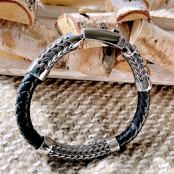 Macy's | Accessories | Legacy For Men Black Leather Bracelet In ...